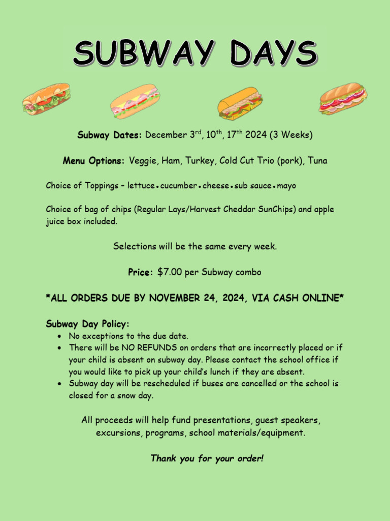 Subway Day Flyer - Dec | PDF