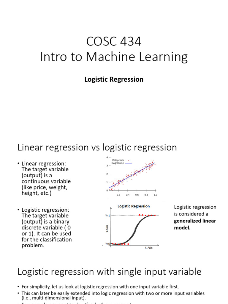 Lecture 4 Part 4 Logisticregression Pdf Logistic Regression