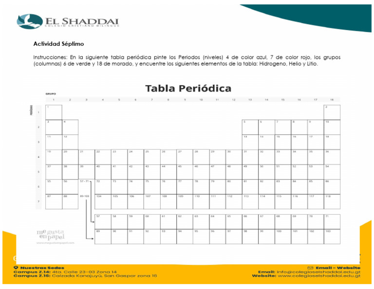 Actividad de Coloreo en Tabla Periódica | PDF