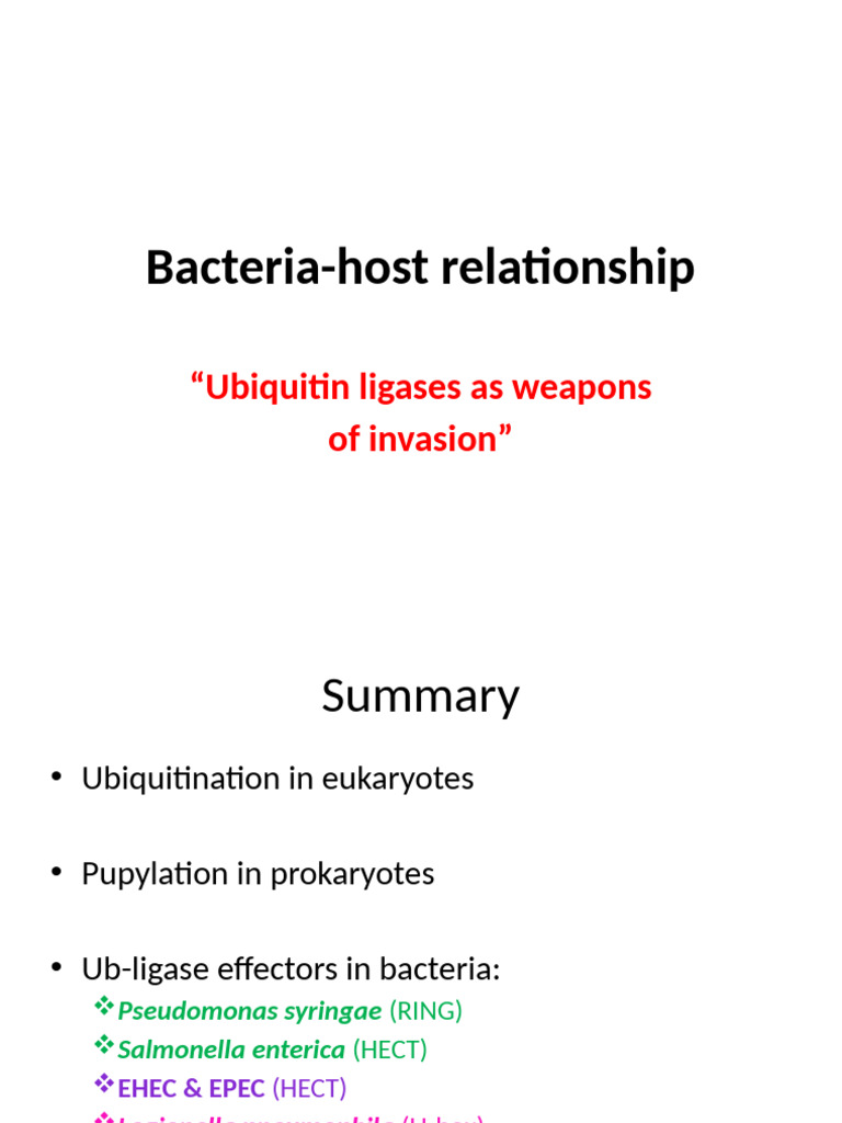 Bacteria-Host Relationship | PDF | Ubiquitin | Biology