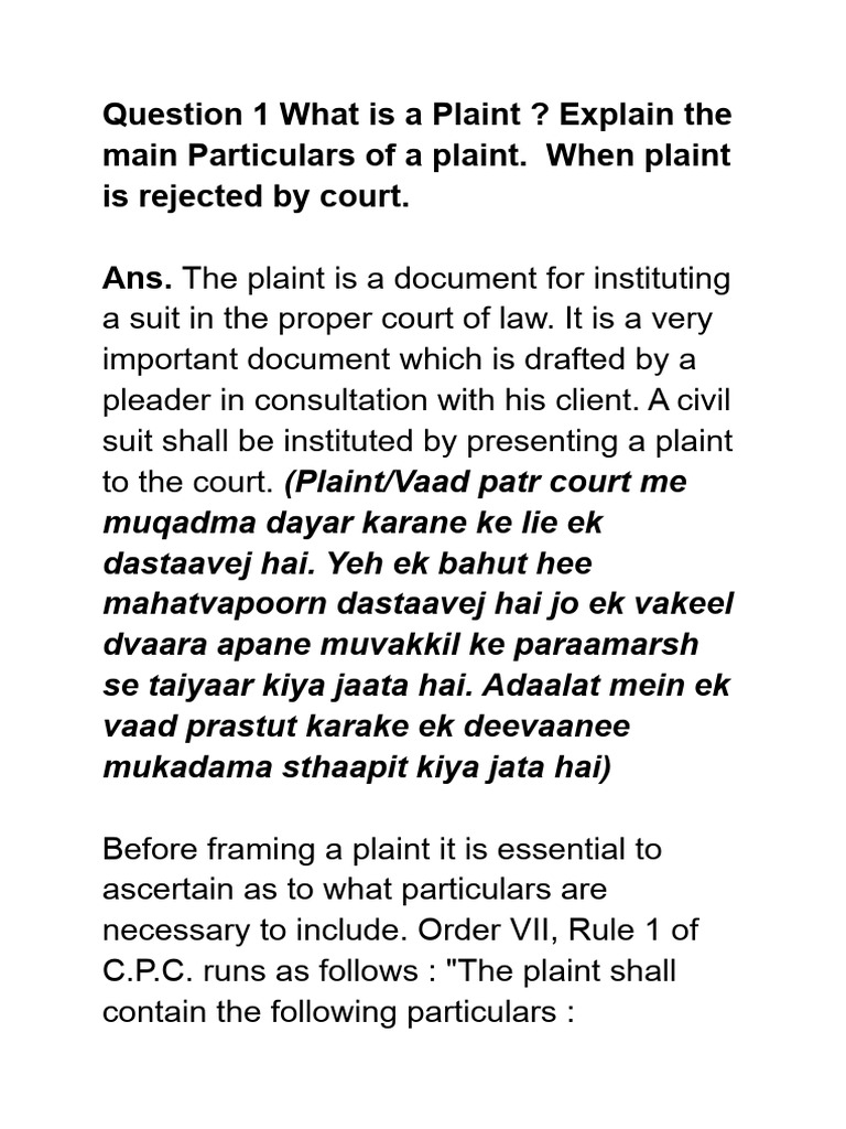 What Is Plaint Under CPC | PDF | Lawsuit | Cause Of Action