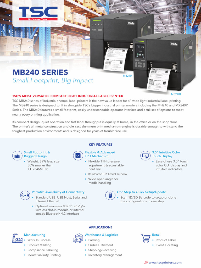 TSC-MB240-Product-Brochure | PDF | Printer (Computing) | Universal ...
