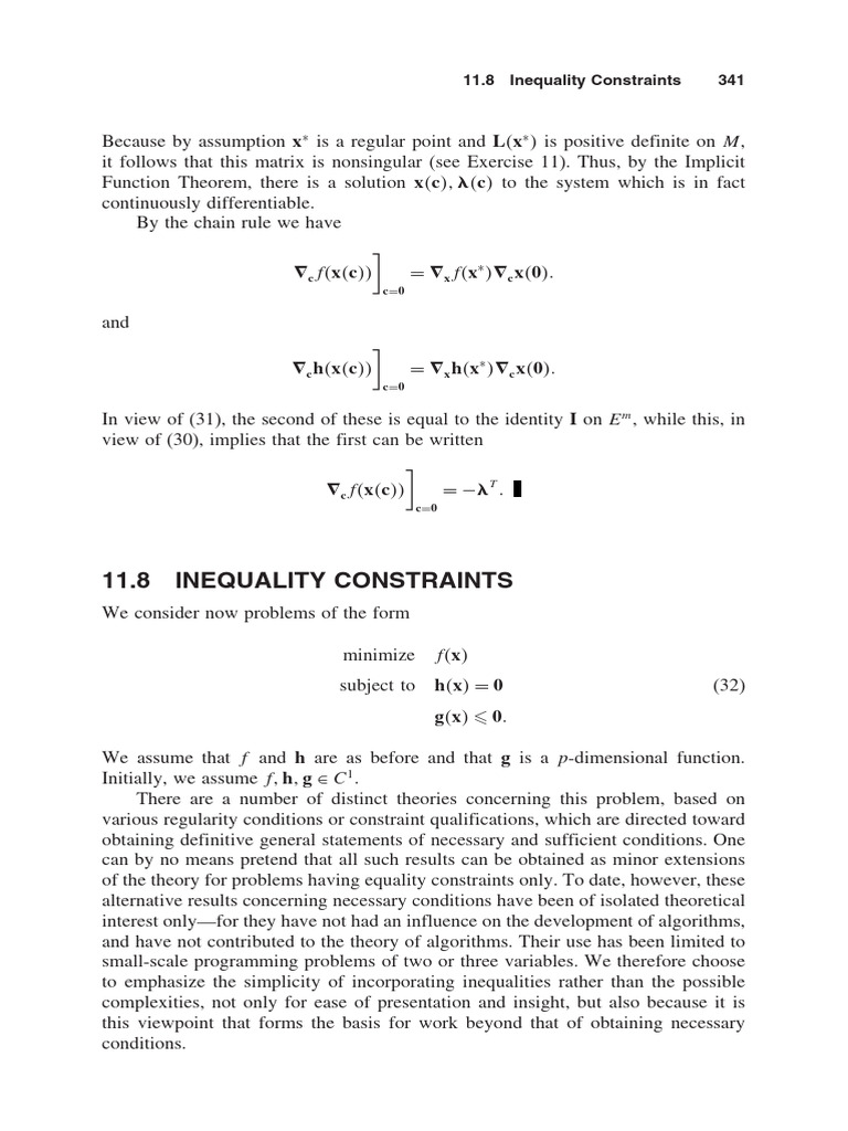 Inequality Constraints in Optimization | PDF | Mathematical Analysis ...