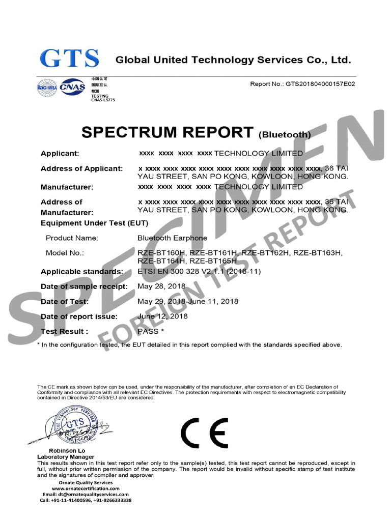 RF Test Report Sample | PDF