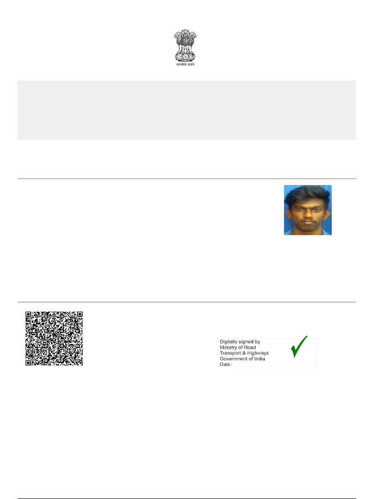 Union of India Driving License Details | PDF