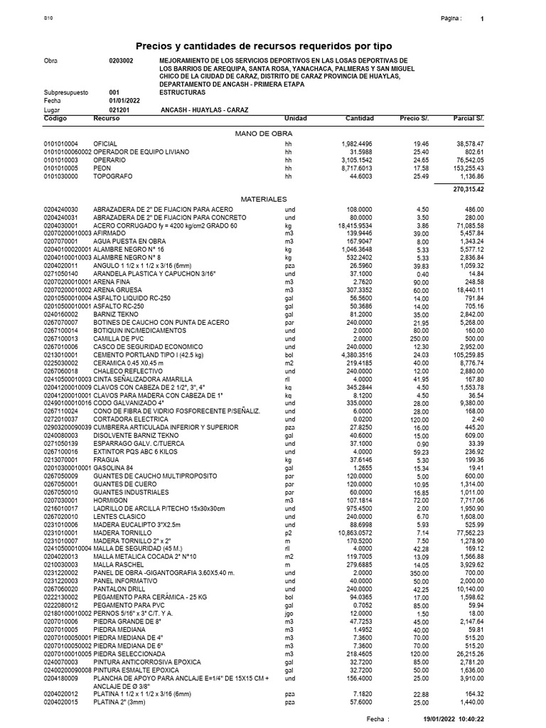 1 INSUMO ESTRUCTURA | PDF | Materiales | Ingeniería estructural