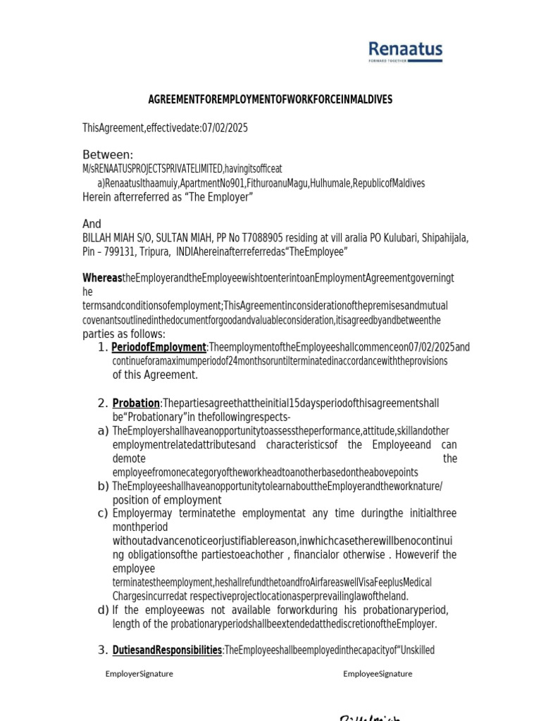 Workforce Agreement - Bilal Miah | PDF | Employment | Business Law