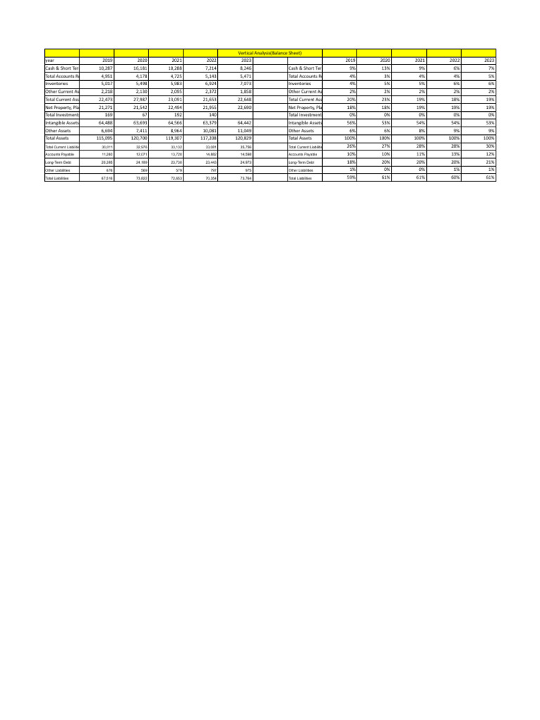 Vertical Analysis of Balance Sheet Data | PDF | Balance Sheet | Investing