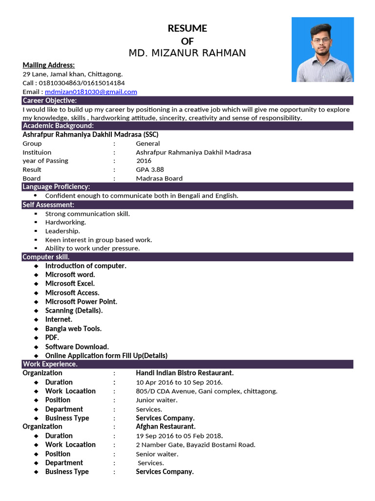 Mizan cv final | PDF