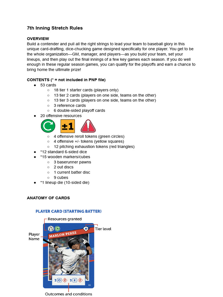 7th Inning Stretch Rules | PDF | Run (Baseball) | Batting (Baseball)