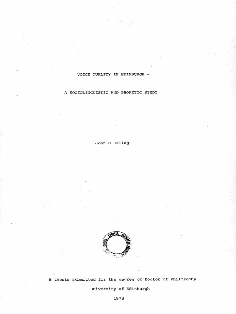 Esling JH. Voice Quality in Edinburgh - A Sociolinguistic ...