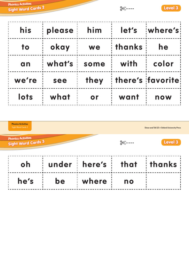 Level 3 Phonics Sight Word Cards | PDF