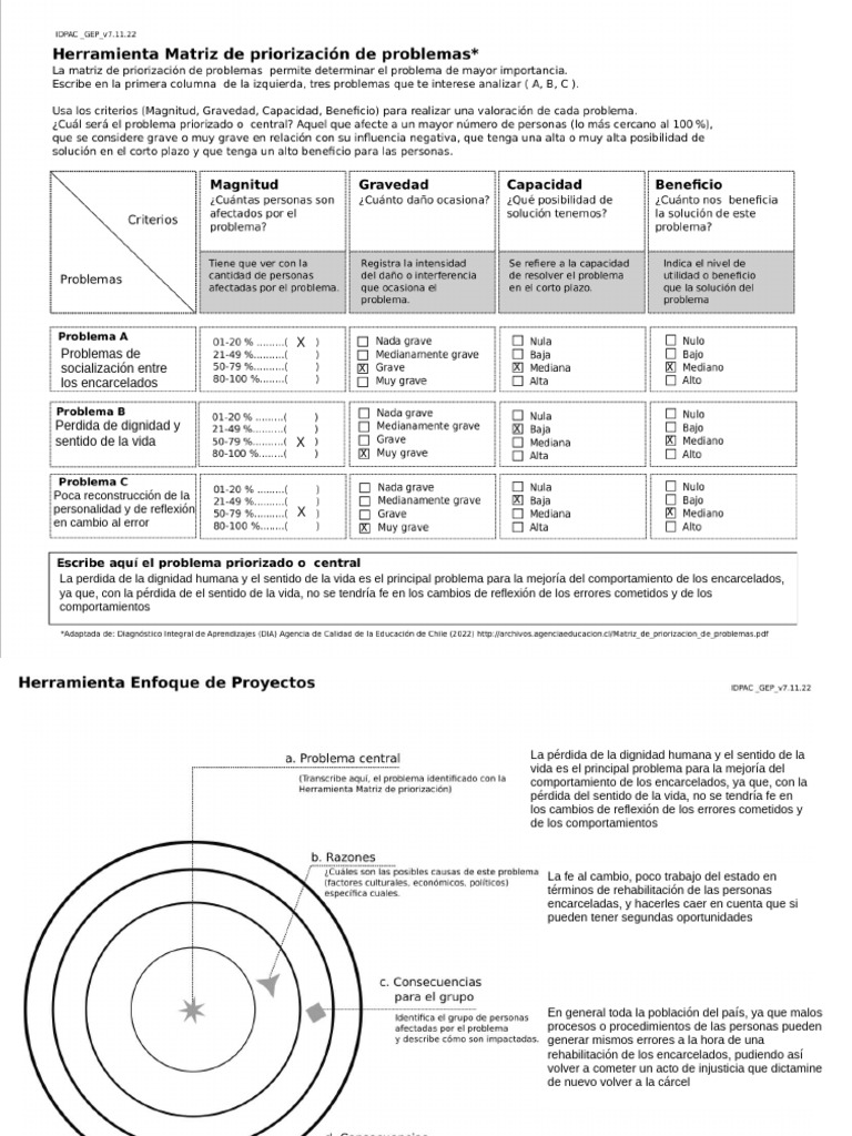PLANTILLA - Herramientas - Priorización de Problemas y Enfoque de Proyecto | PDF