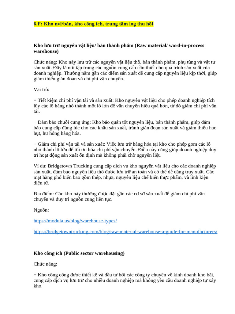 6.F Kho nvl bán, kho công ích, trung tâm log thu hồi (1) | PDF