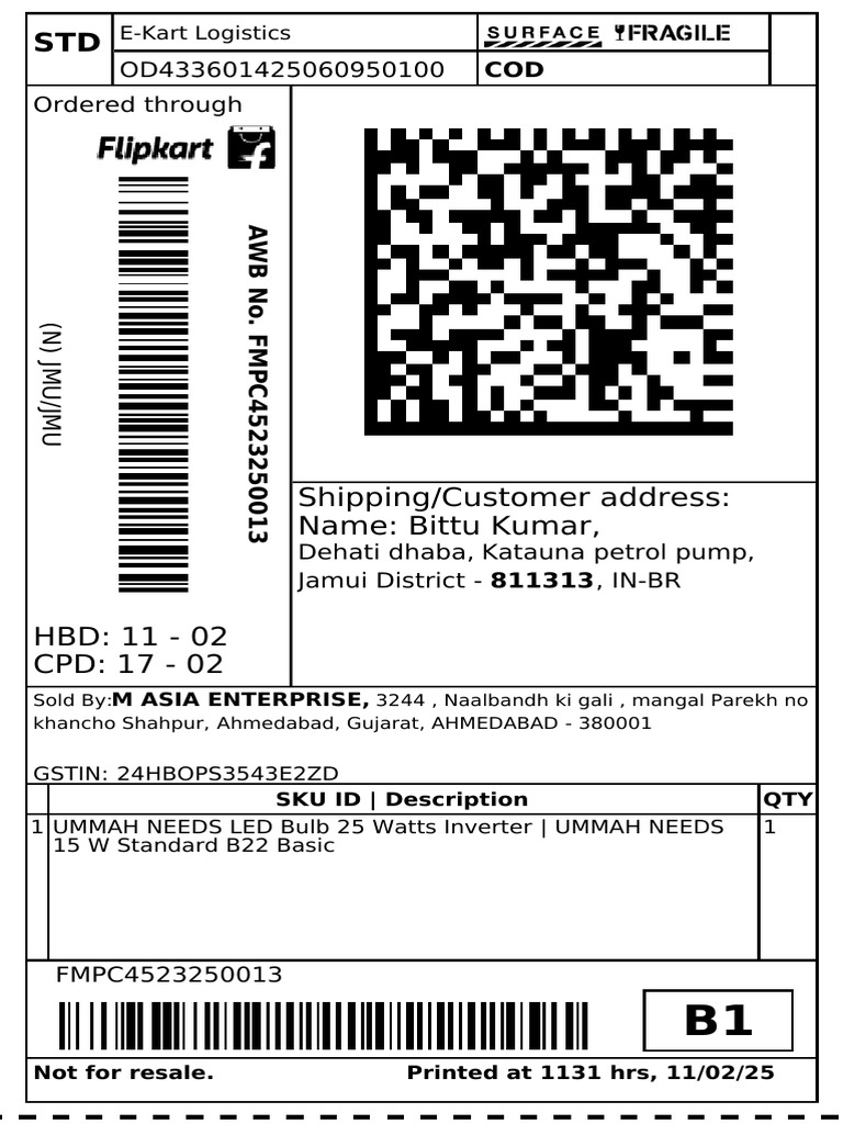 Flipkart Labels 11 Feb 2025 11 31 - Cropped | PDF | Invoice | Taxes