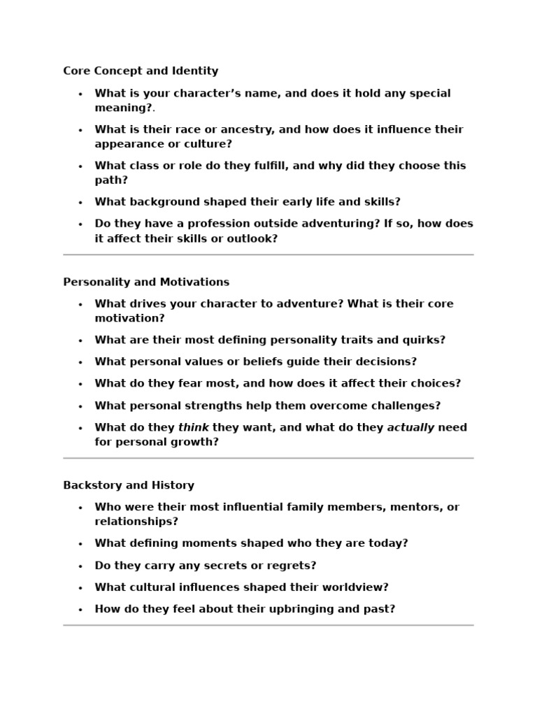 Character Building Questions | PDF | Motivation | Motivational