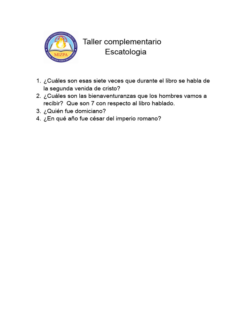 Actividad Complementaria 1 Escatologia | PDF