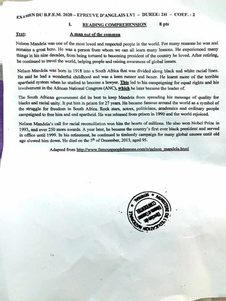 Anglais BFEM 2020 | PDF