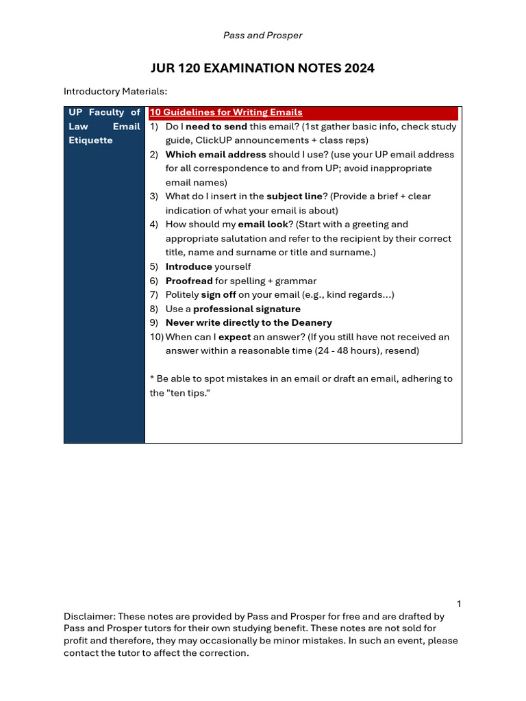 JUR-120-EXAM-NOTES-2024 | PDF | Causation (Law) | Implied Warranty