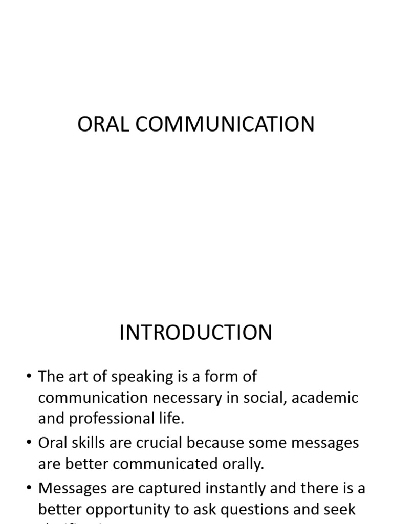 Importance of Oral Communication Skills | PDF | Communication ...