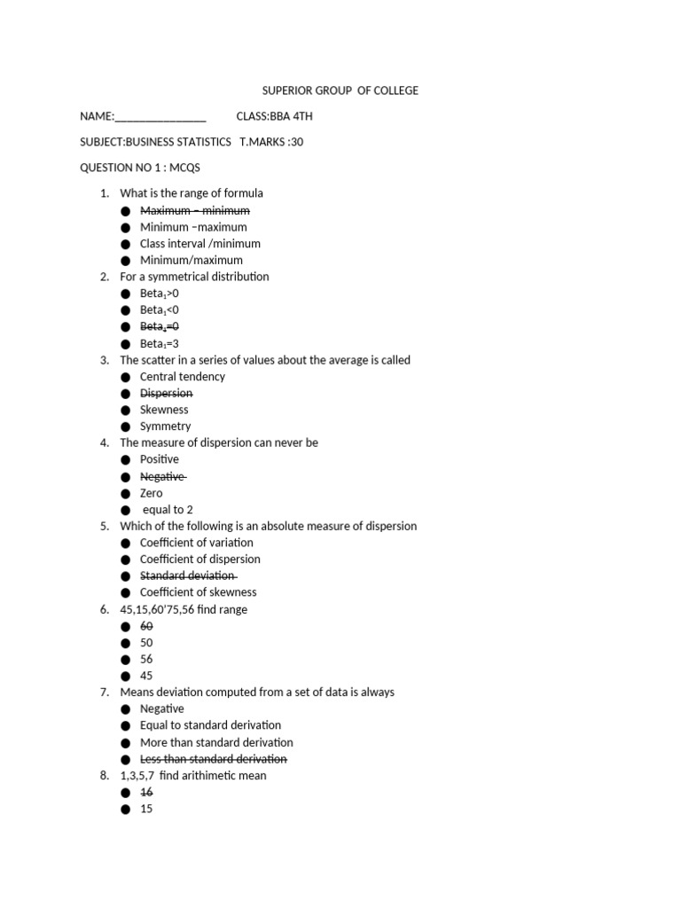 bba 4th paper statistics SIR USMAN | PDF