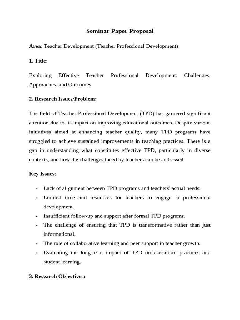 Seminar Paper Proposal 1st Assignment 1 | PDF | Methodology | Teachers
