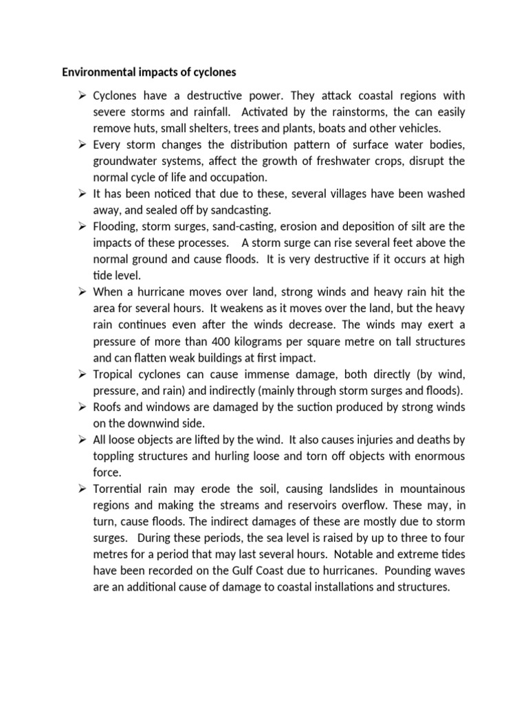 Environmental Impacts of Cyclones | PDF