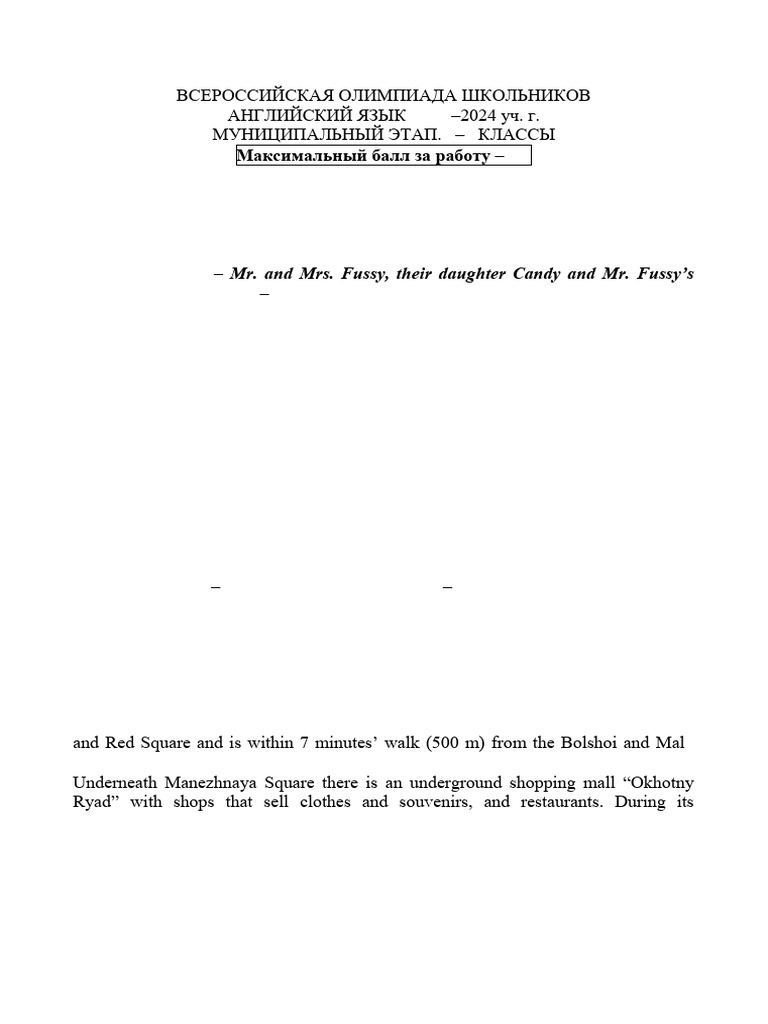 Tasks Engl 7 8 Mun Msk 23 24 1 | PDF | Moscow