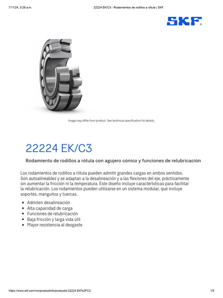 22224 EK_C3 - Rodamientos de Rodillos a Rótula _ SKF | PDF