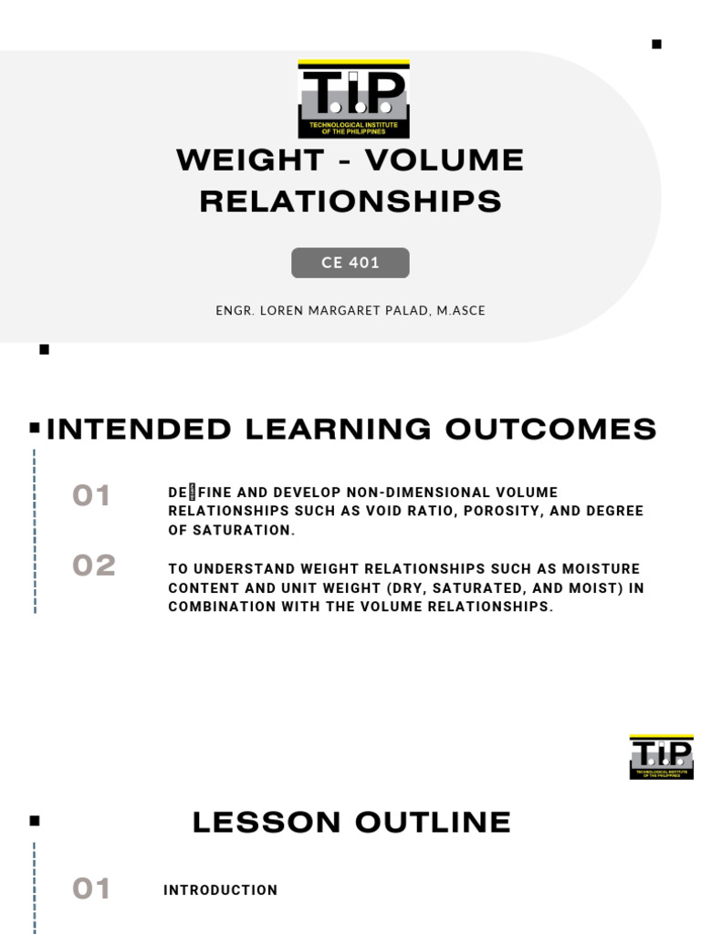 Weight and Volume Relationship | PDF | Soil | Silt