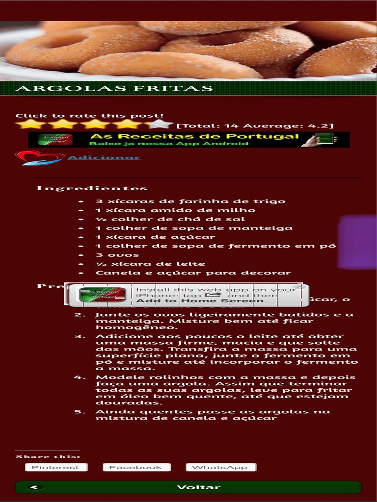 Receita de Argolas Fritas Deliciosas | PDF