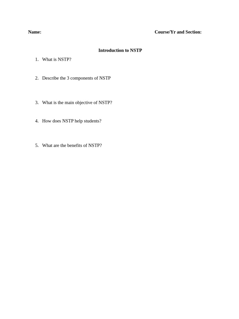 Understanding NSTP: Components & Benefits | PDF