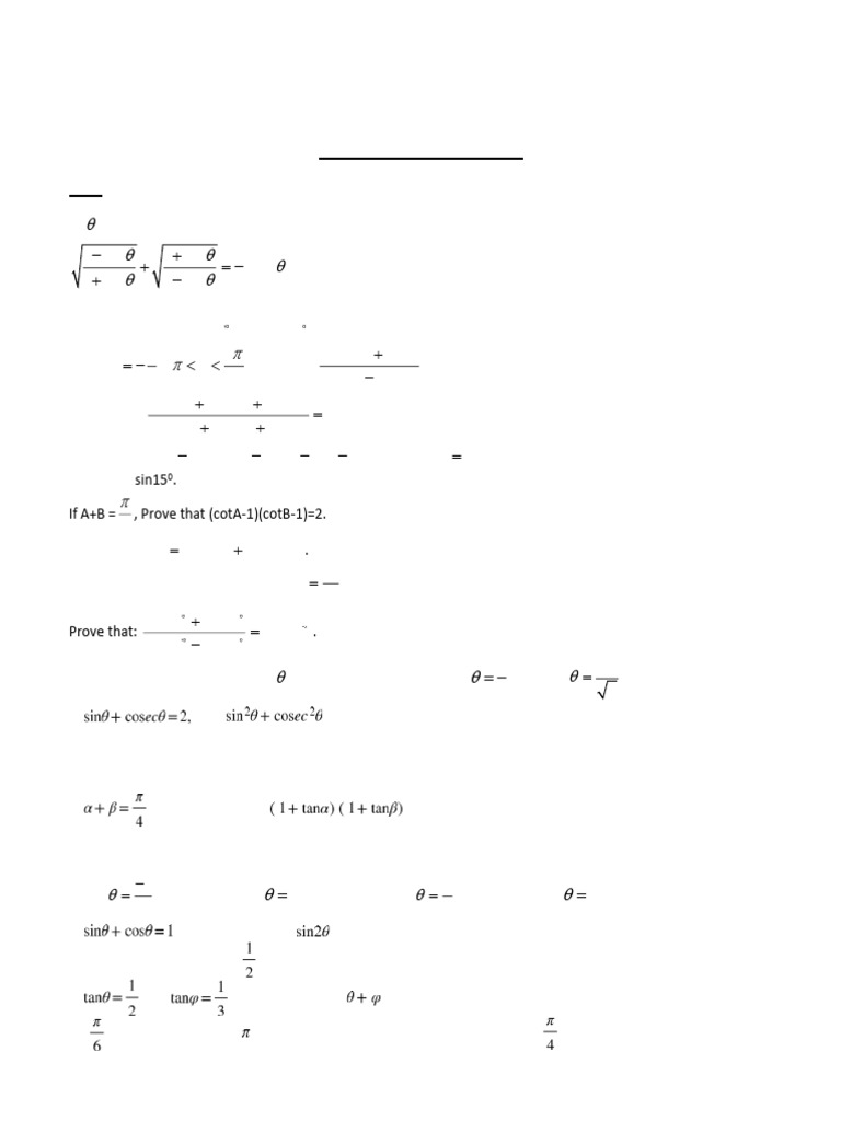 Trigonometry Exercises for Class XI | PDF | Trigonometric Functions ...
