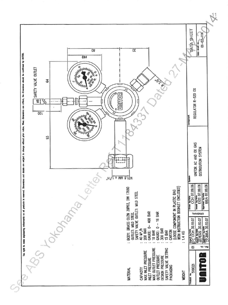 Regulator R-520 Oxygen 61-03-114 | PDF