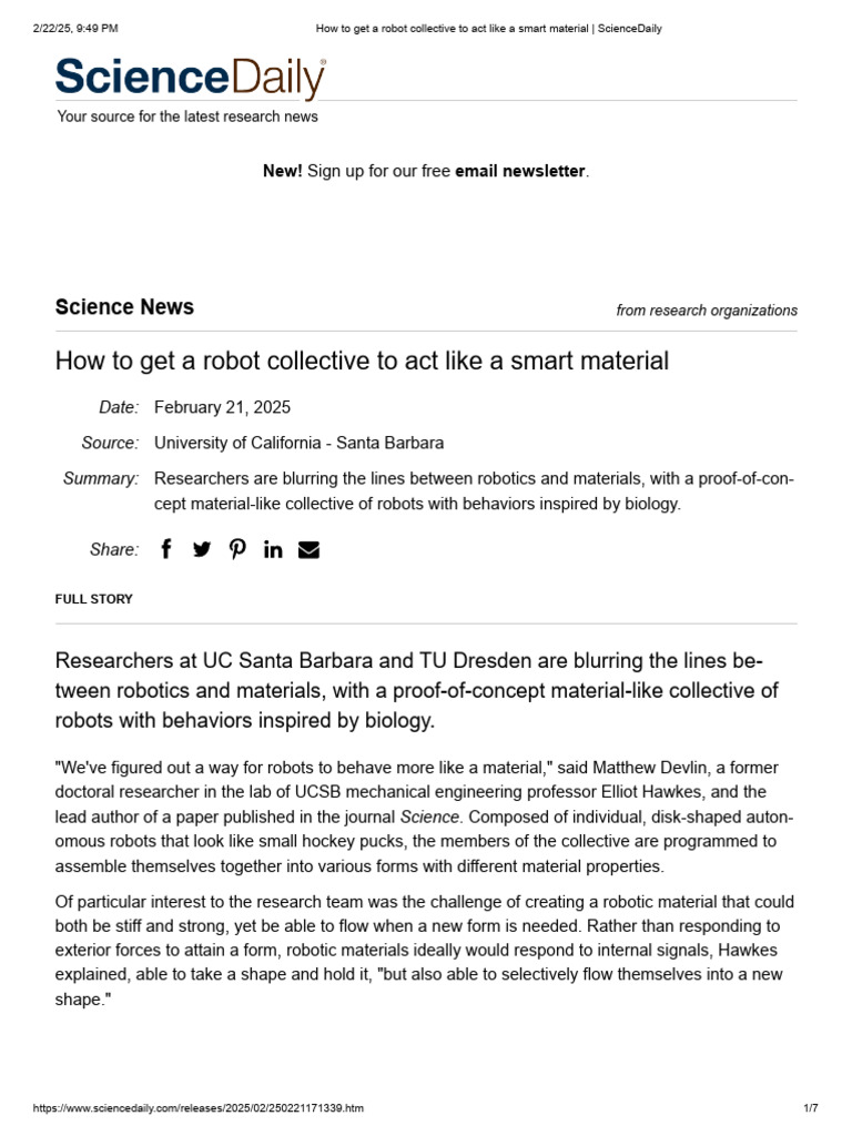 How To Get A Robot Collective To Act Like A Smart Material ...