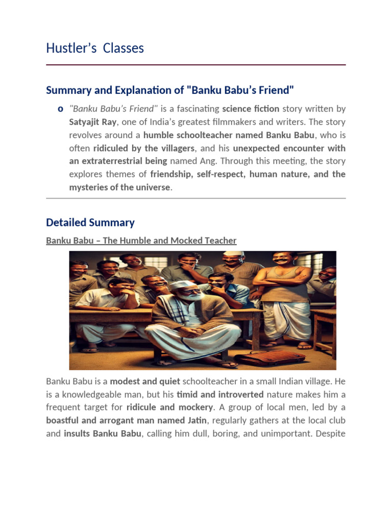 Banku Babu Detailed Summary | PDF | Knowledge | Self Esteem