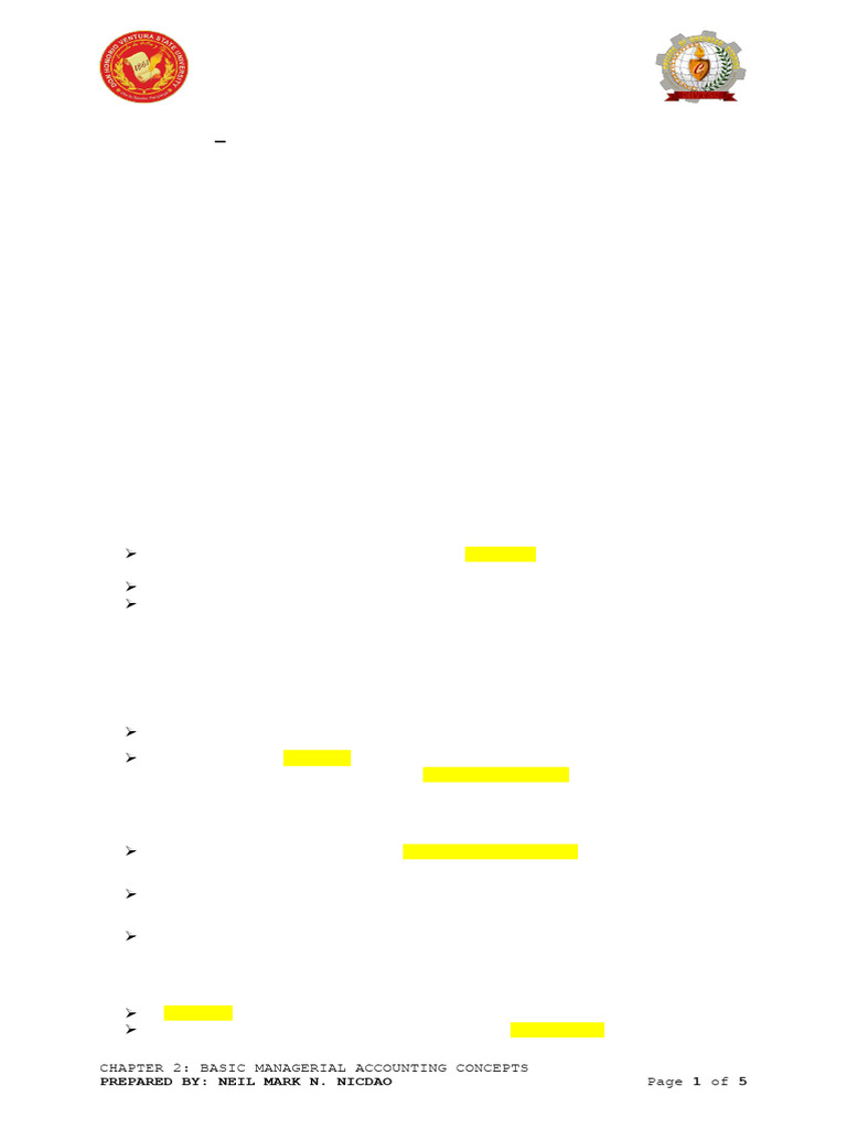 Managerial Accounting Concepts Explained Pdf Cost Management