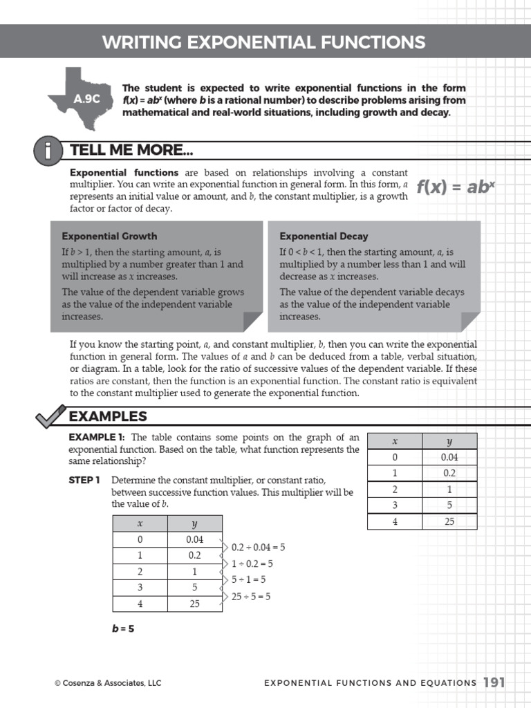 Writing Exp Funtions From Tables | PDF | Exponential Function | Lie Groups