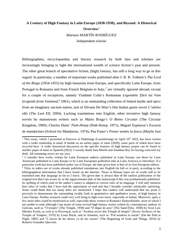 High Fantasy in Latin Europe | PDF | Fantasy | Sword And Sorcery