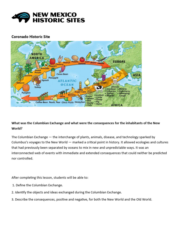 The Columbian Exchange Virtual Classroom Lesson Plan | PDF | Spanish ...