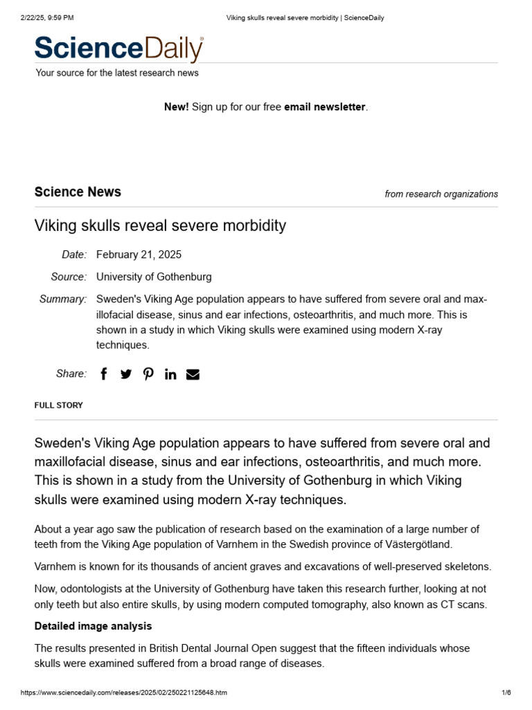 Viking Skull CT Scans Reveal Diseases | PDF | Vikings | Ct Scan