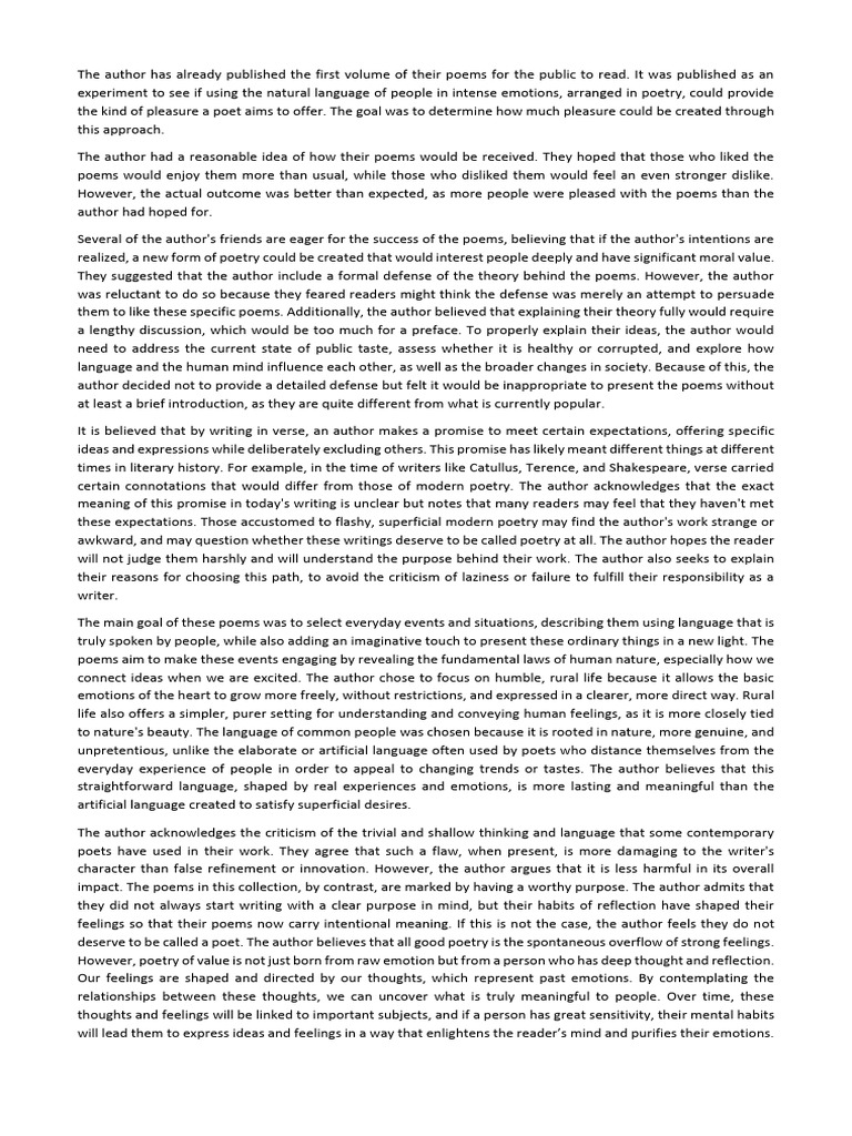 Preface To Lyrical Ballads-William Wordsworth | PDF | Poetry | Romanticism