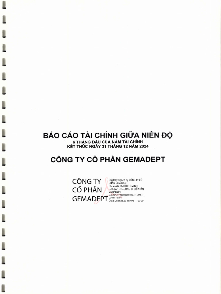 29082024 - GMD - BCTC Cong Ty Me Soat Xet 6TDN2024 | PDF