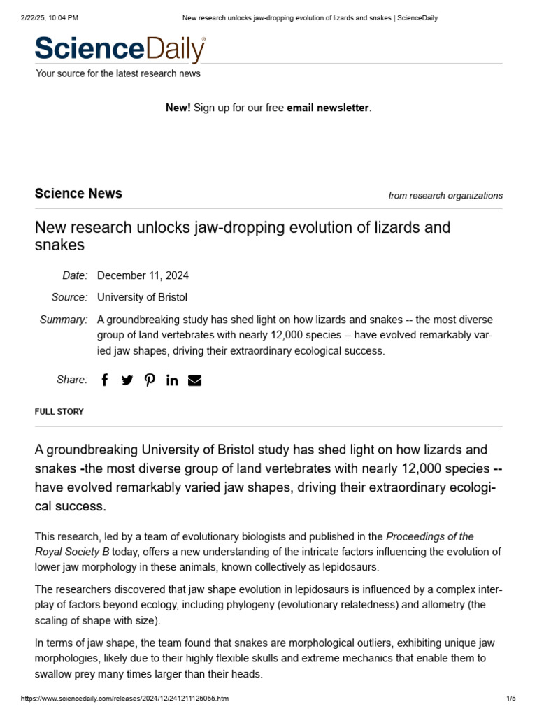 New Research Unlocks Jaw-Dropping Evolution of Lizards and Snakes ...