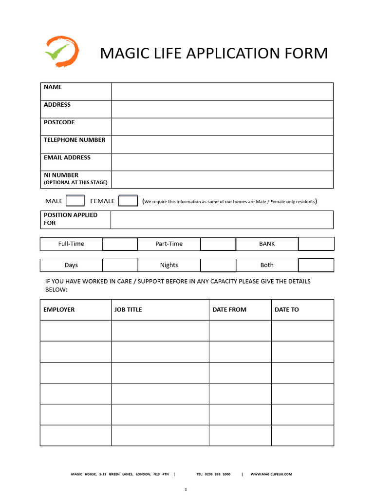 Magic Life Job Application Form | PDF | Justice | Crime & Violence