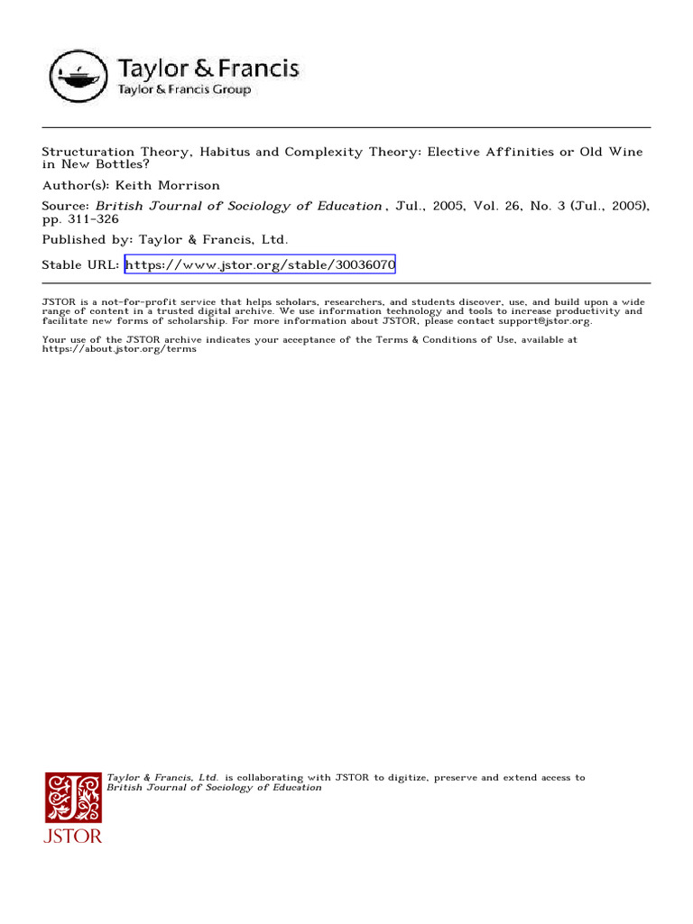 Structuration Theory, Habitus and Complexity Theory | PDF | Self ...