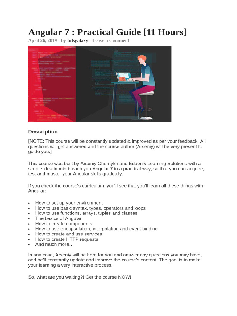 Udemy - Angular 7 - Practical Guide (11 Hours) | PDF