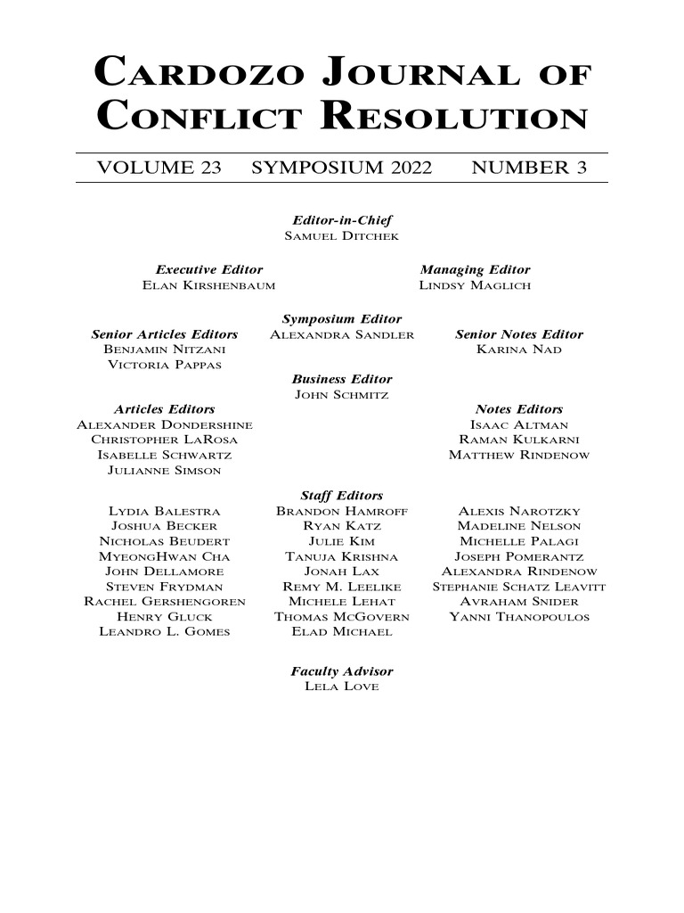 Cardozo Journal of Conflict Resolution | PDF