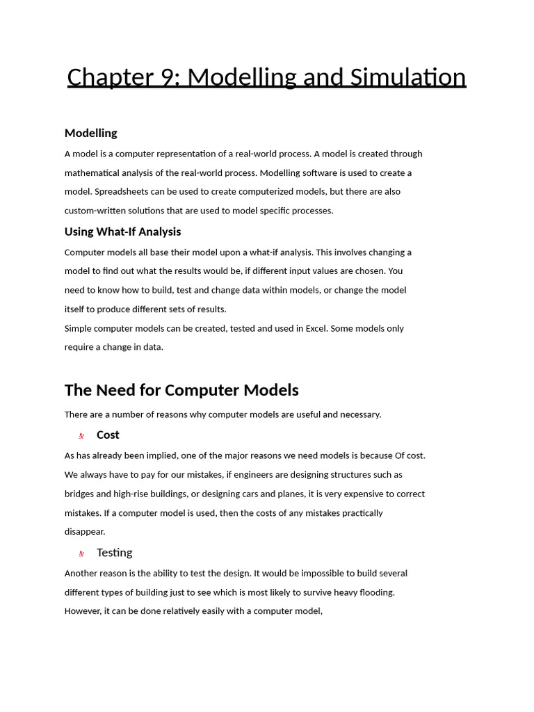 NOTES - Modelling and Simulations, As Level | PDF | Numerical Weather ...