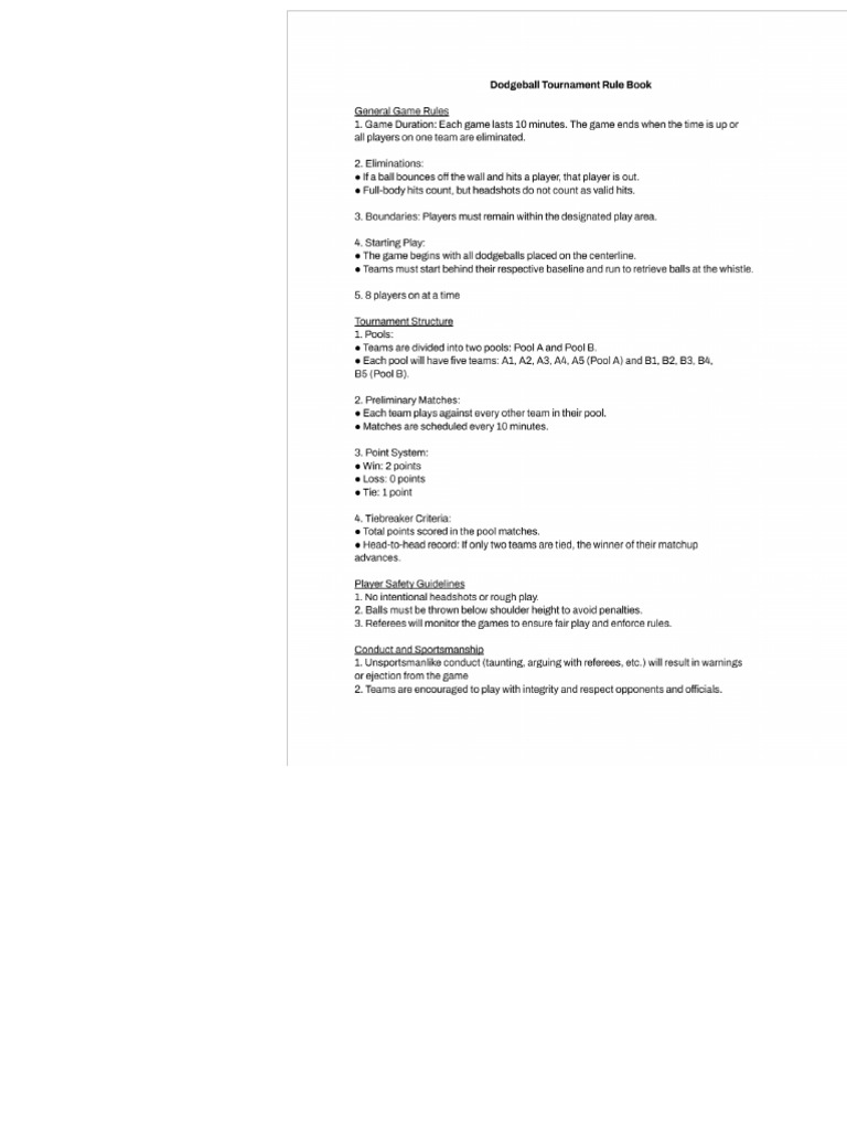 Dodgeball Rule Book - Google Docs | PDF
